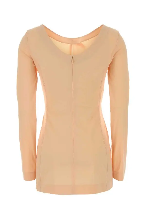 Miu Miu Bow Detail Long Sleeve Mini Dress