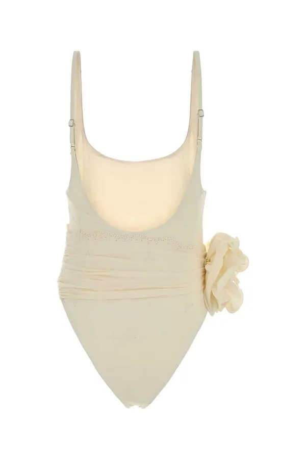Magda Butrym Cream Stretch Nylon Blend Swimsuit