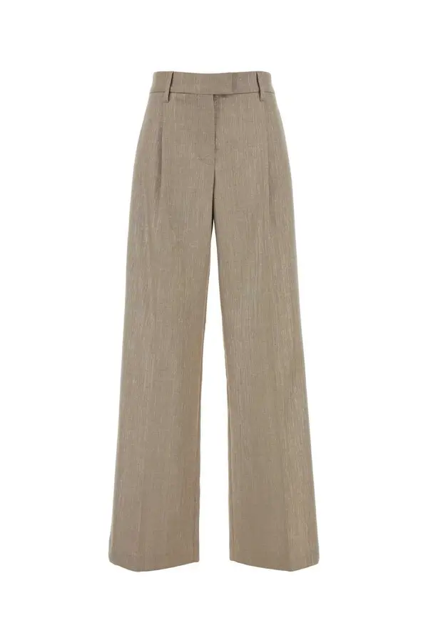 Brunello Cucinelli Gold Stretch Polyester Blend Palazzo Pant