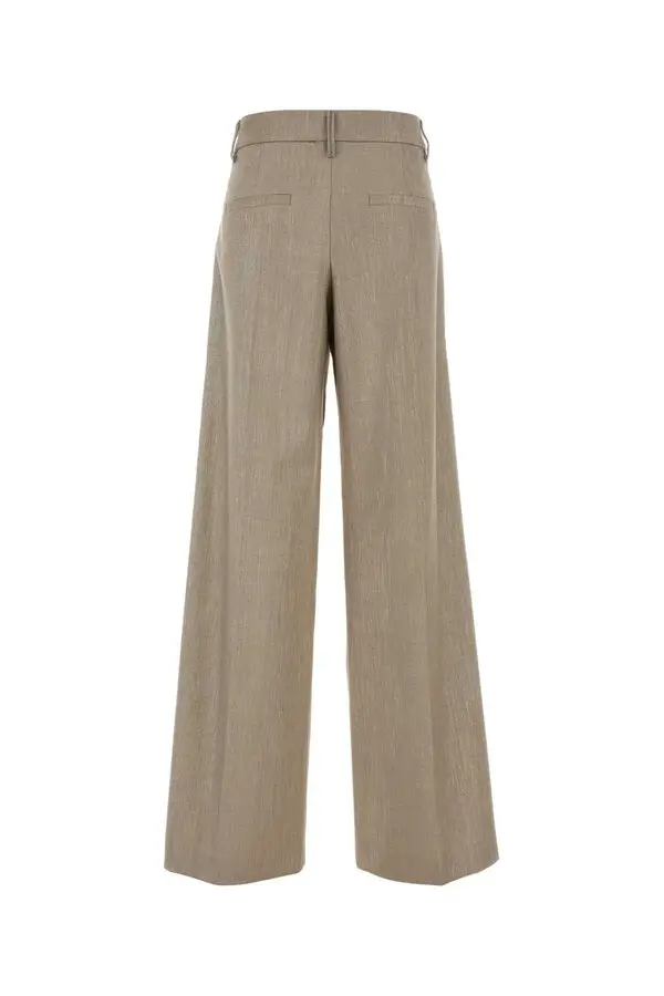 Brunello Cucinelli Gold Stretch Polyester Blend Palazzo Pant