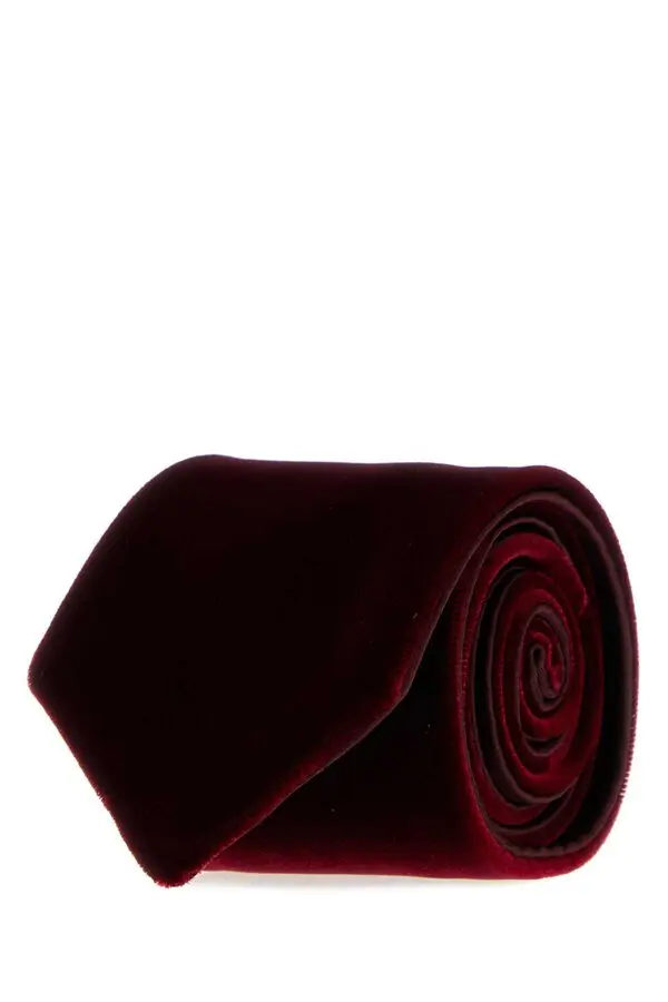 Giorgio Armani Burgundy Stretch Velvet Tie - Red