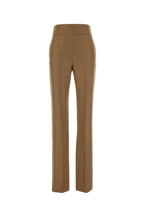 Valentino Garavani Camel Silk And Wool Pant