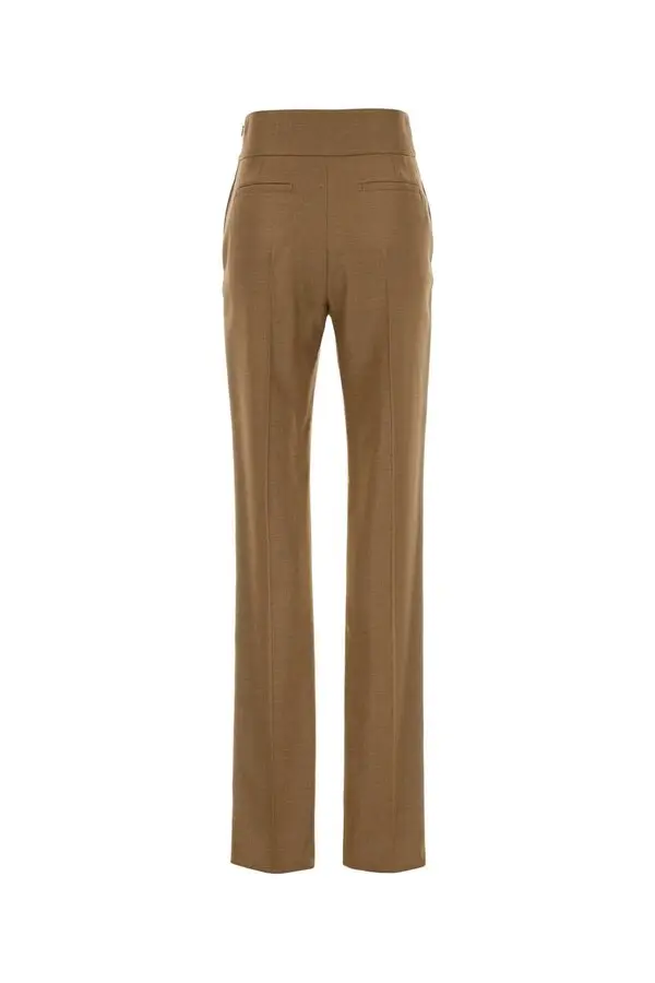 Valentino Garavani Camel Silk And Wool Pant