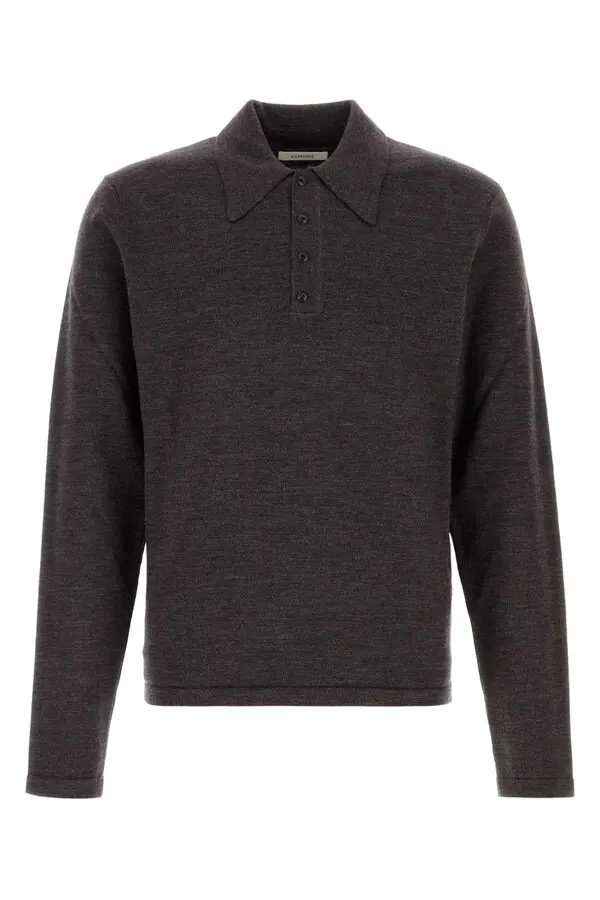 LEMAIRE Chocolate Wool Polo Shirt