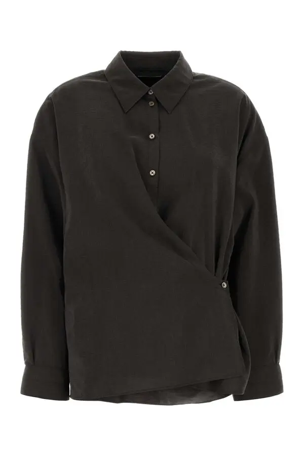 LEMAIRE Dark Silk Blend Shirt - Brown