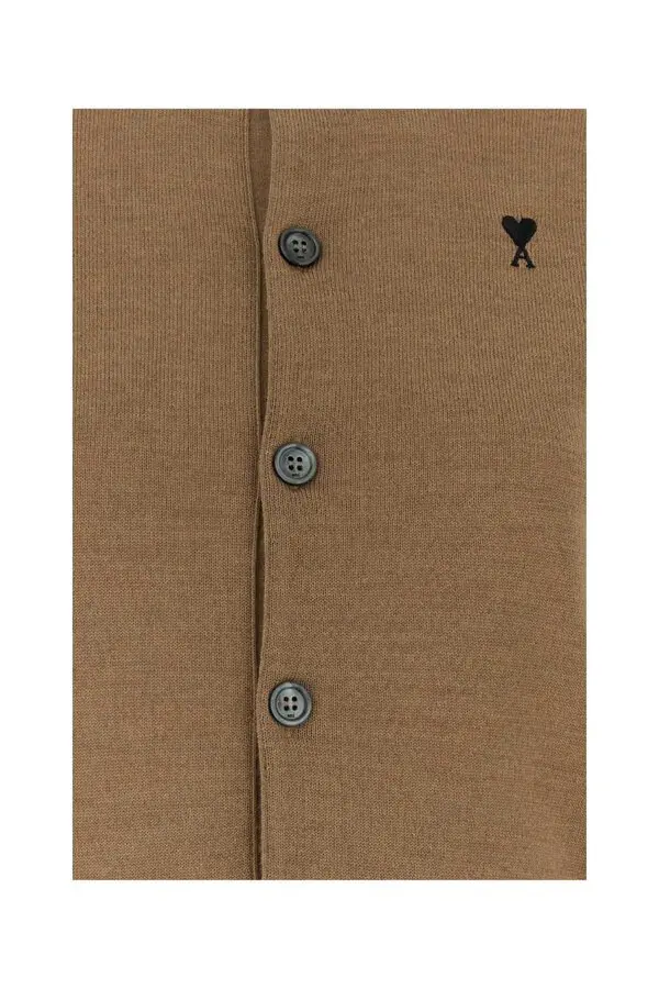 AMI Paris Camel Wool Cardigan