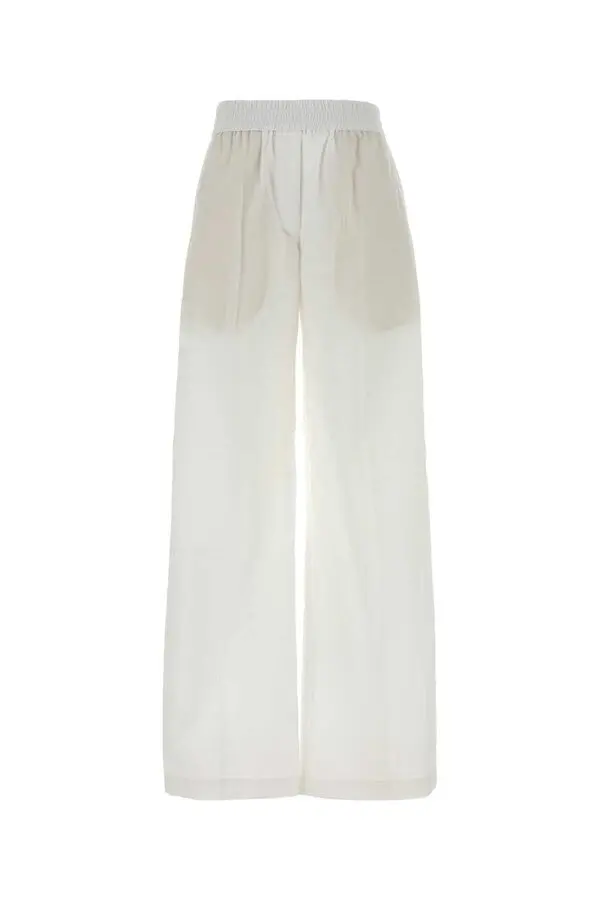 Brunello Cucinelli Cotton Blend Wide-leg Pant - White
