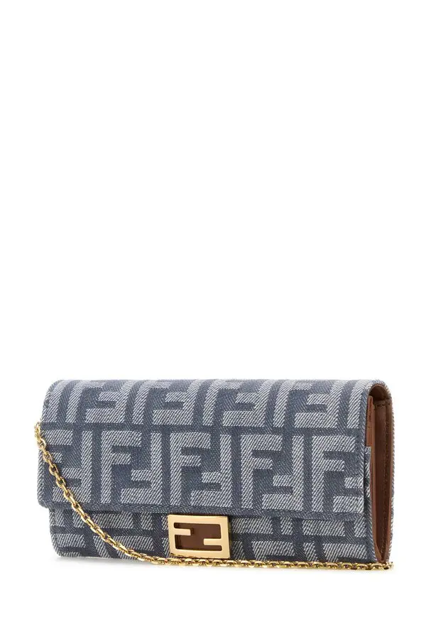 Fendi Embroidered Denim Wallet
