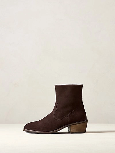 Overland S Autumn Shearling-lined Water-resistant Leather Western Boots - Chocolate