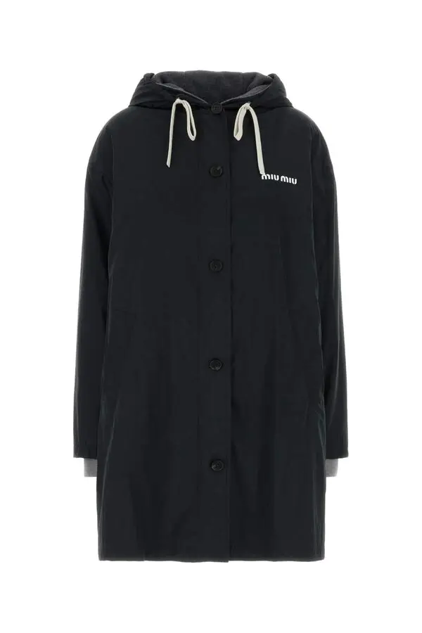 Miu Miu Polyester Blend Parka - Black
