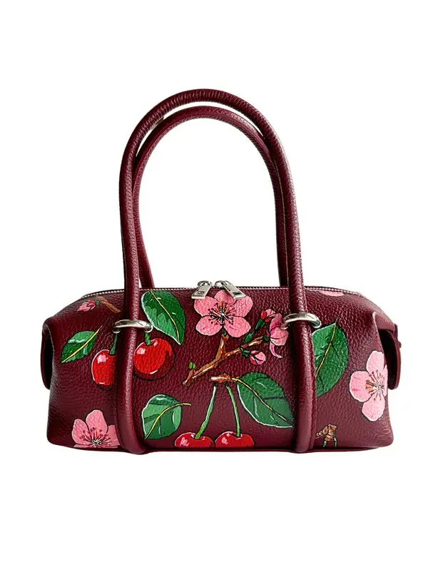 MAISON RUBAIYAT Eva Hand-painted Leather Bag Cherry