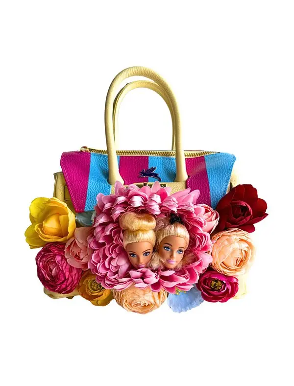 MAISON RUBAIYAT Bella Hand-painted Leather Bag Flower Garden