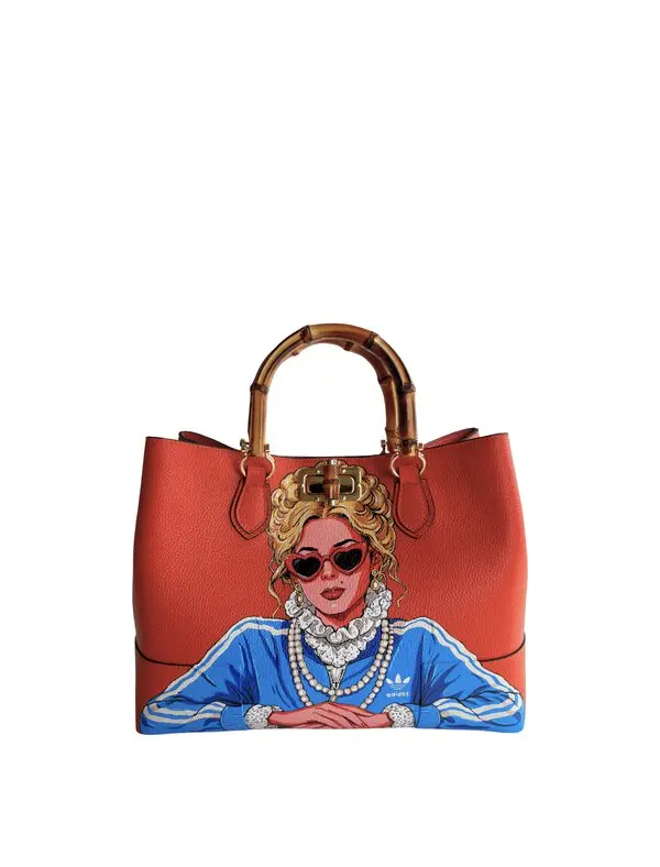 MAISON RUBAIYAT Bamboo Chic Hand-painted Leather Bag Gigi Dynamite - Orange