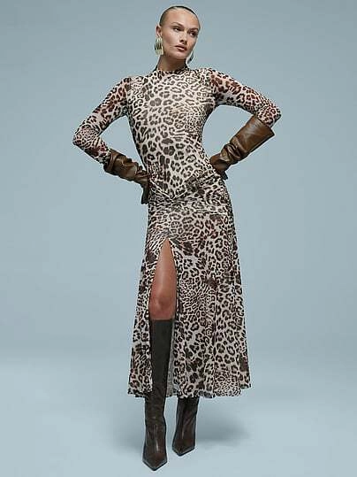 Victoria's Secret Bardot Lea Printed Mesh Dress