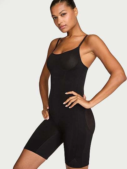 Victoria's Secret Vs X Leonisa Shaping Mid-thigh Bodysuit - Black