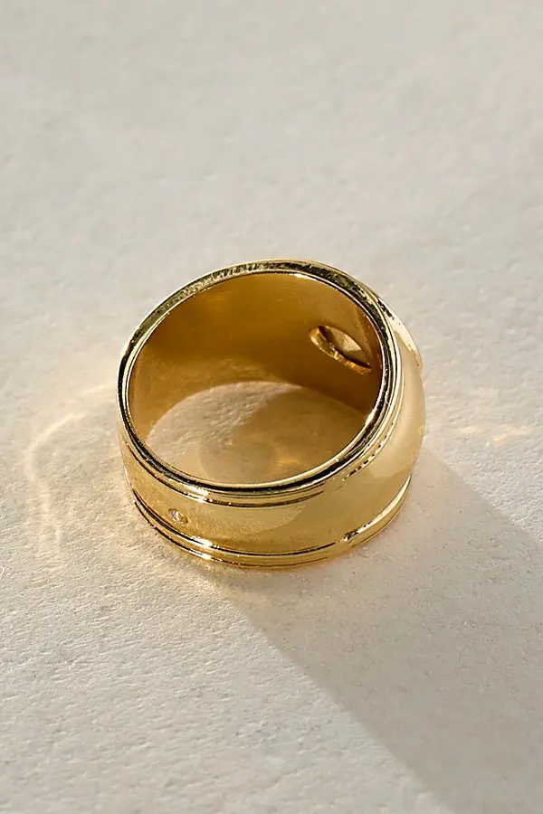 Free People Orbit Stone Pinky Ring - Gold/topaz
