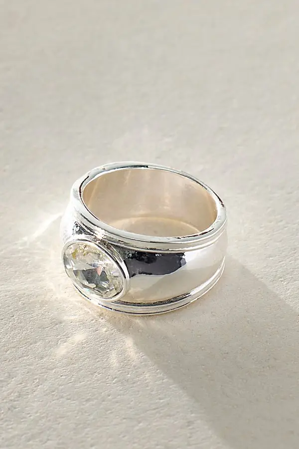 Free People Orbit Stone Pinky Ring - Silver/crystal