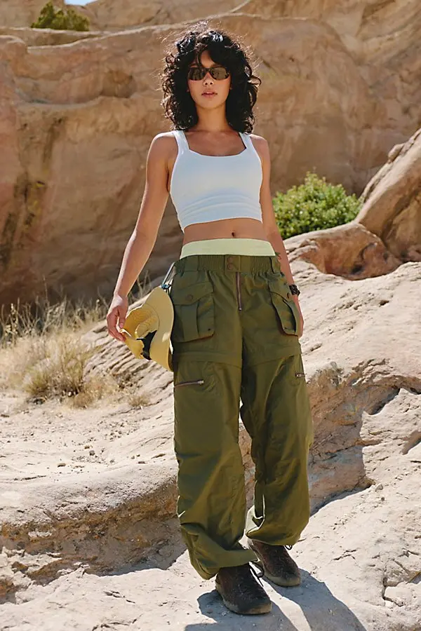 Free People Morning Meadow Convertible Hike Pants - Seagrass W Truffle