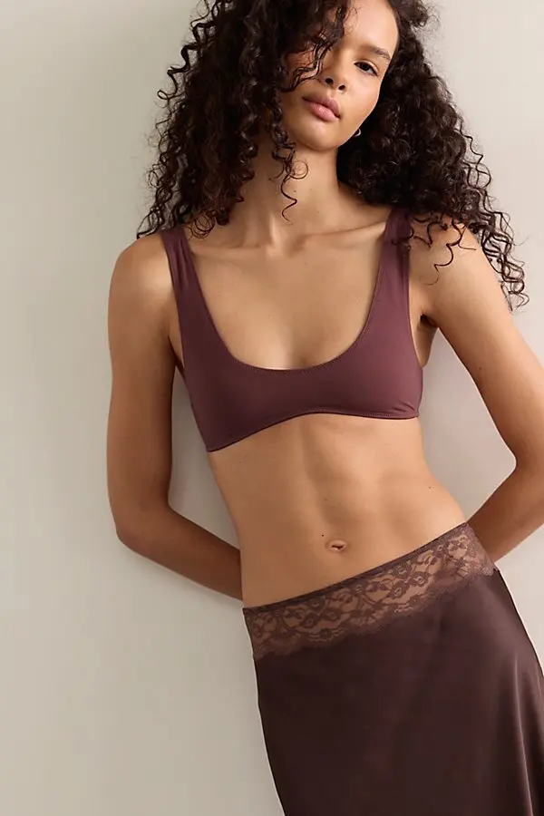 Free People Retro Essentials Scoop Neck Bralette - Brownstone