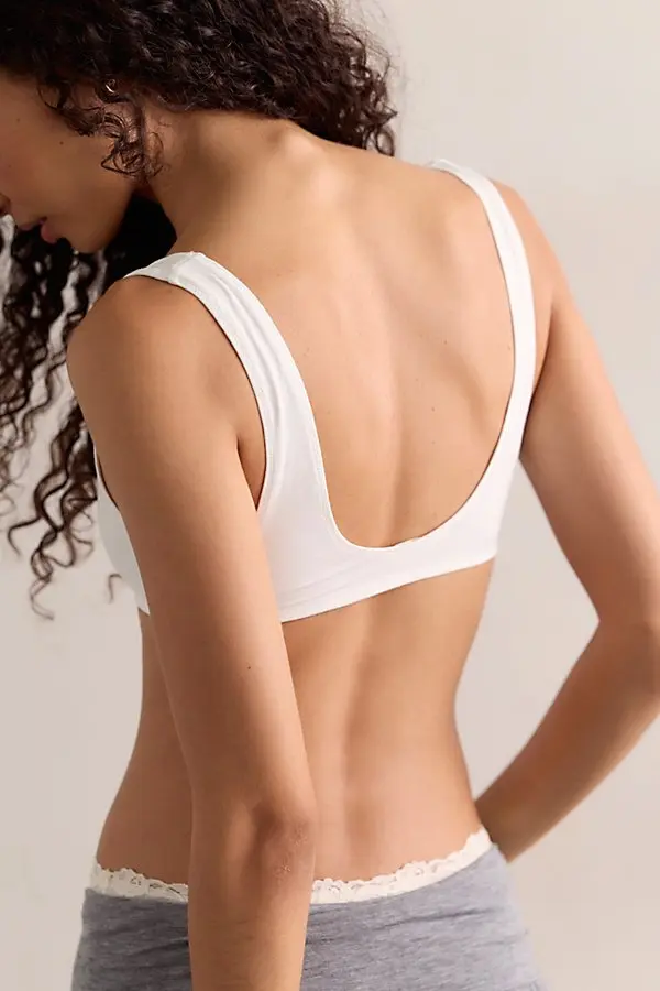 Free People Retro Essentials Scoop Neck Bralette - Clean Ivory