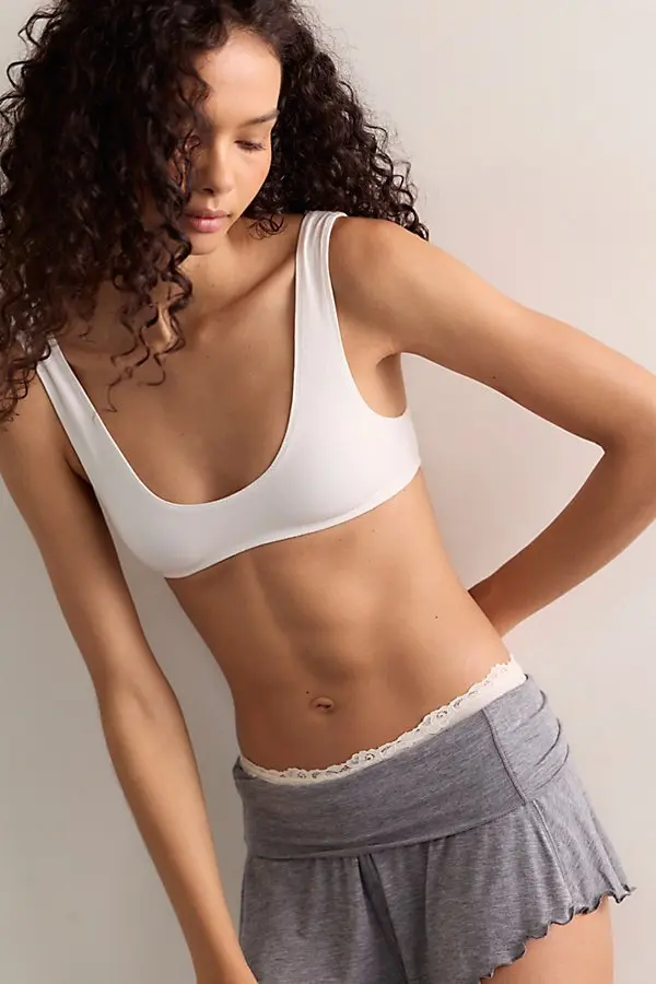 Free People Retro Essentials Scoop Neck Bralette - Clean Ivory