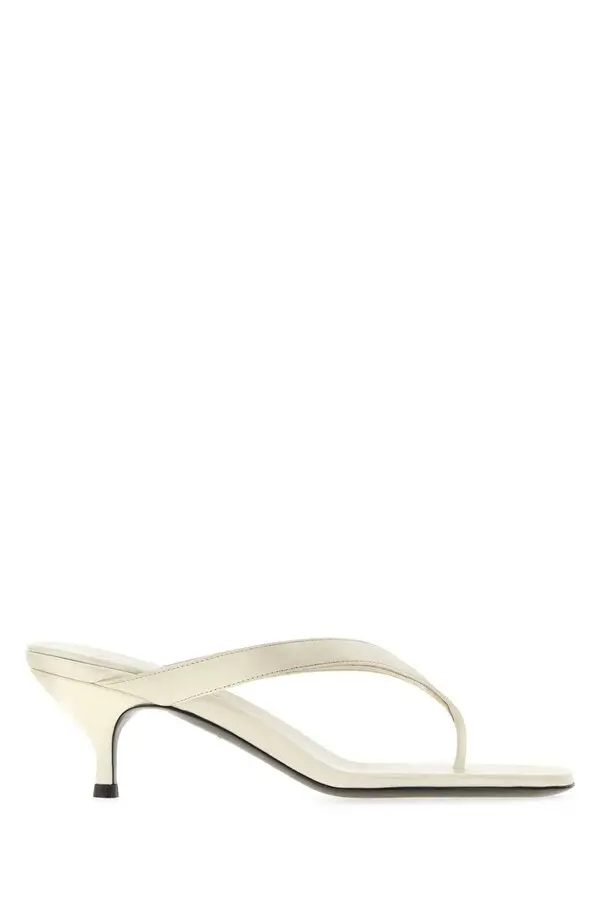 Miu Miu Ivory Leather Thong Slippers - White