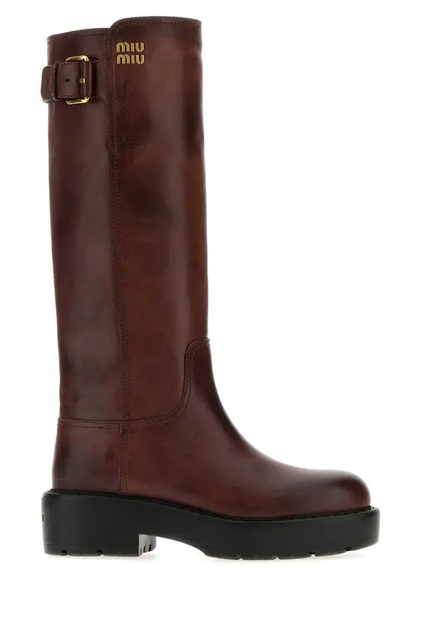 Miu Miu Leather Boots - Brown