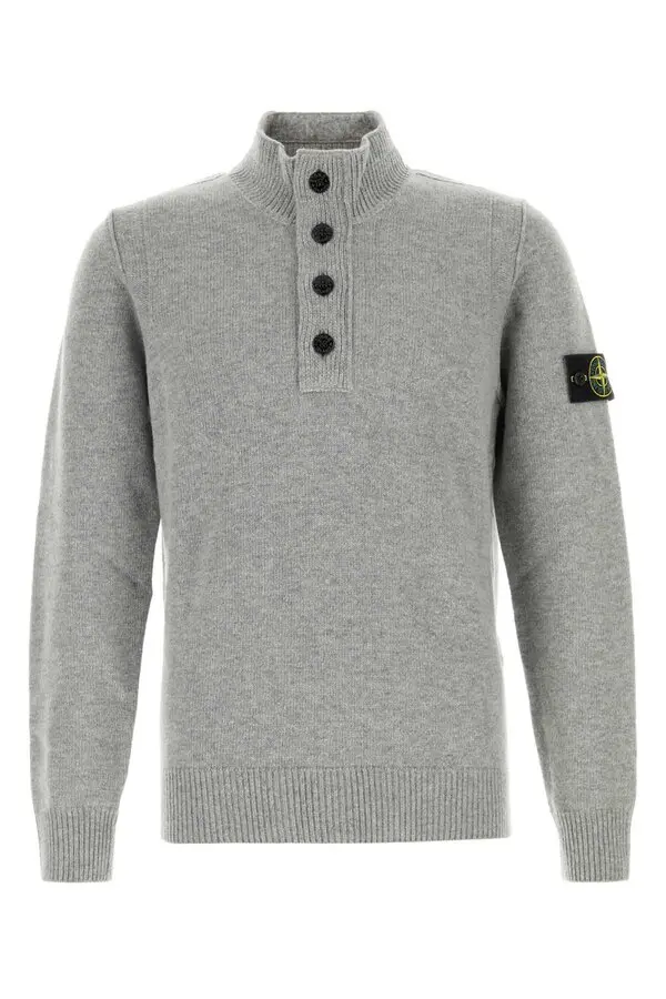 Stone Island Grey Wool Blend Sweater - Gray