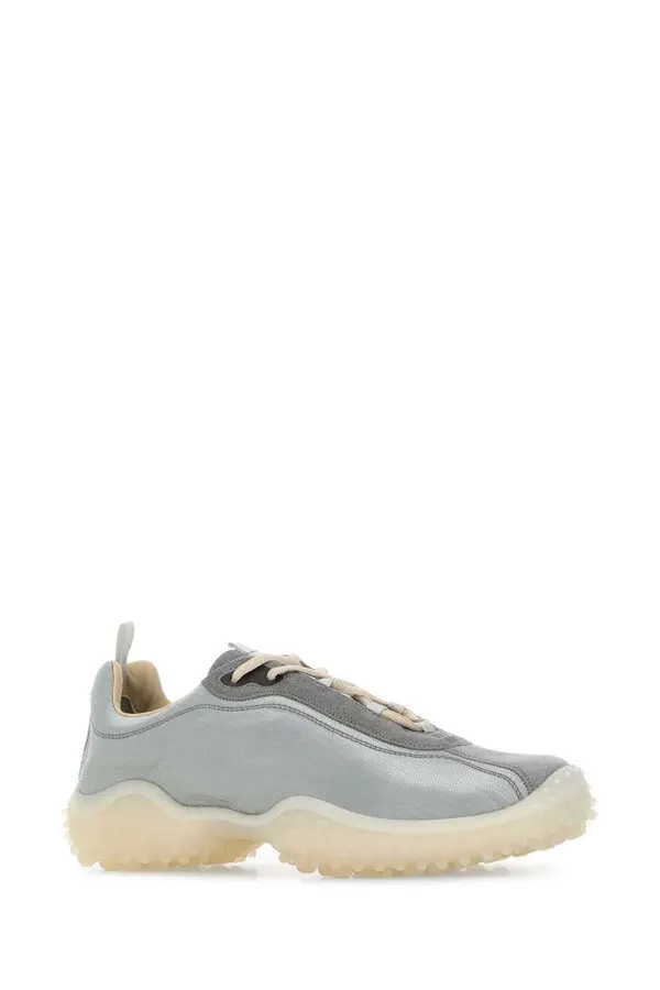 Miu Miu Grey Tech Fabric And Suede Bubble Sneakers