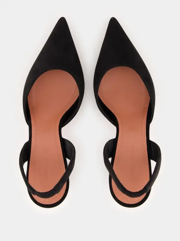 Amina Muaddi Holli Suede Slingback Heels
