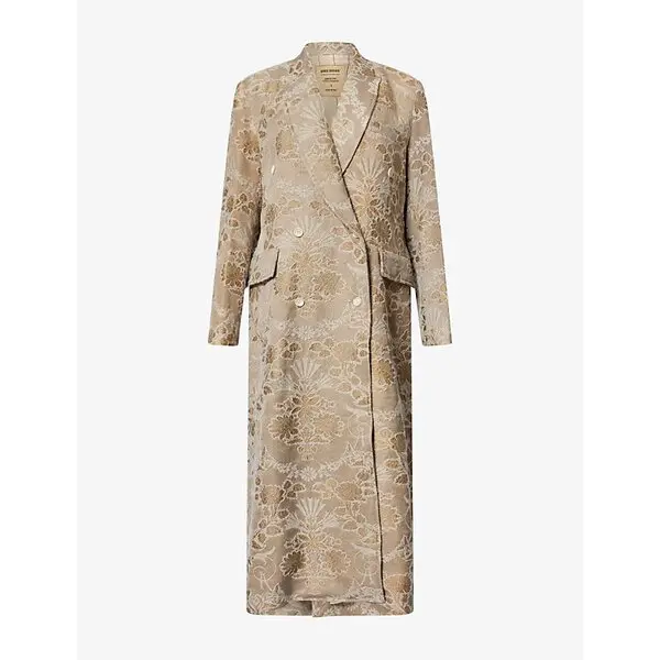 UMA WANG Camelot Double-breasted Floral-jacquard Woven Coat