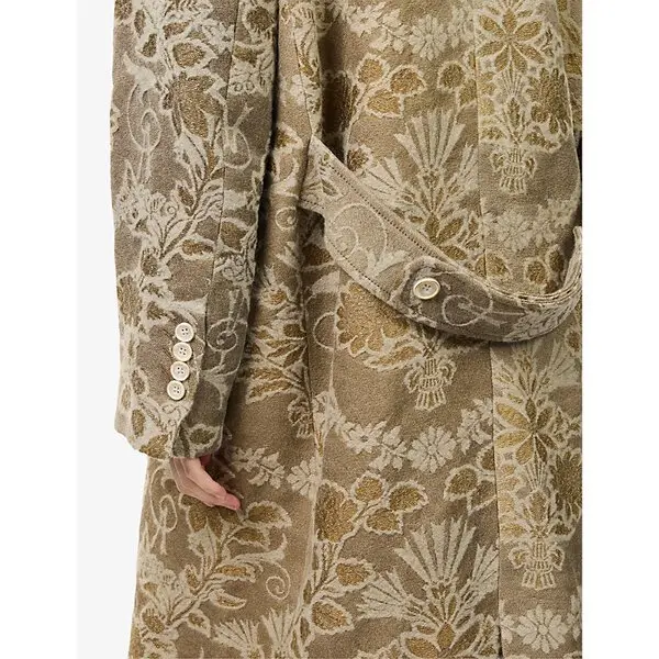 UMA WANG Camelot Double-breasted Floral-jacquard Woven Coat