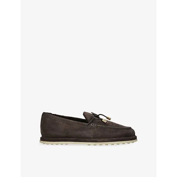 TOD'S Gomma Shearling-lined Suede Loafers - Dark Brown