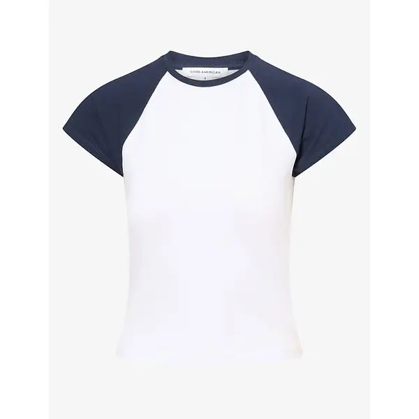 Good American Contrast Raglan Sleeve T-shirt - Chalk