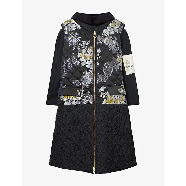 Erdem X Barbour Pandora Embroidered-jacquard Waxed-cotton Gilet Coat - Black