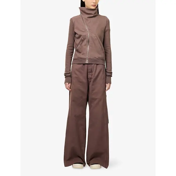 Rick Owens Mountain Zipped Cotton Sweatshirt - Grape