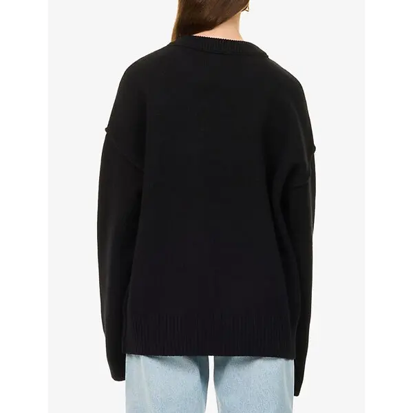AMI Paris Logo-embroidered Crewneck Virgin-wool Jumper