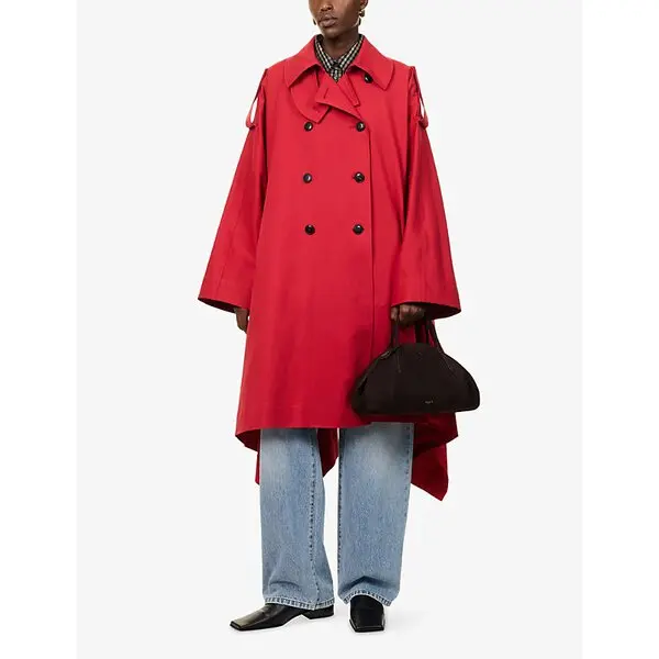 ROHE FRAMES Double-breasted Cotton Cape Trench Coat