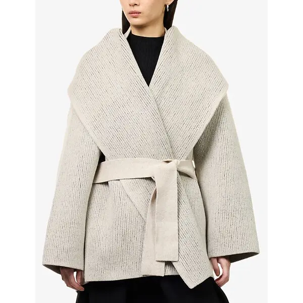 CFCL Inlay Draped Knitted Wool And Cashmere-blend Coat