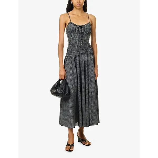 Dissh Lila Checked Cotton Midi Dress