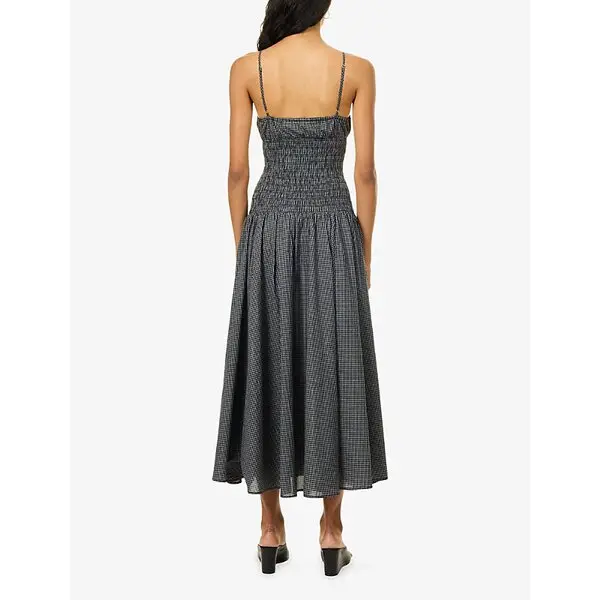 Dissh Lila Checked Cotton Midi Dress
