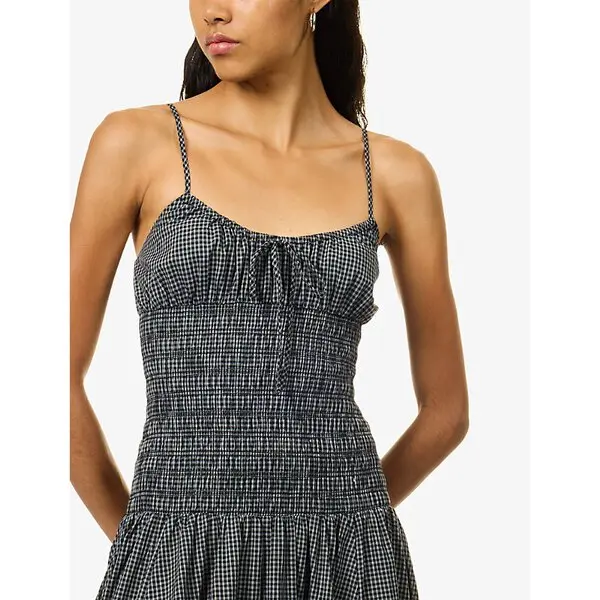 Dissh Lila Checked Cotton Midi Dress