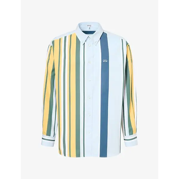 Loewe Multi-stripe Regular-fit Cotton Shirt - Blue Multicolor