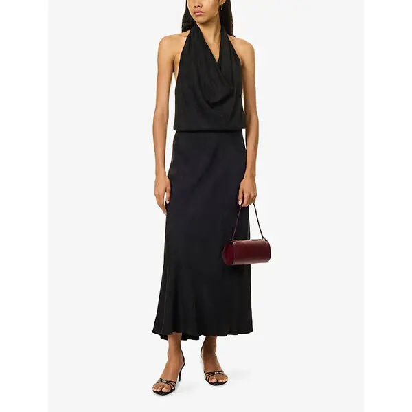 Dissh Adele Cowl-neck Cupro-blend Midi Dress