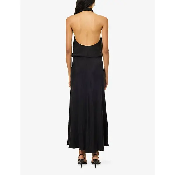 Dissh Adele Cowl-neck Cupro-blend Midi Dress