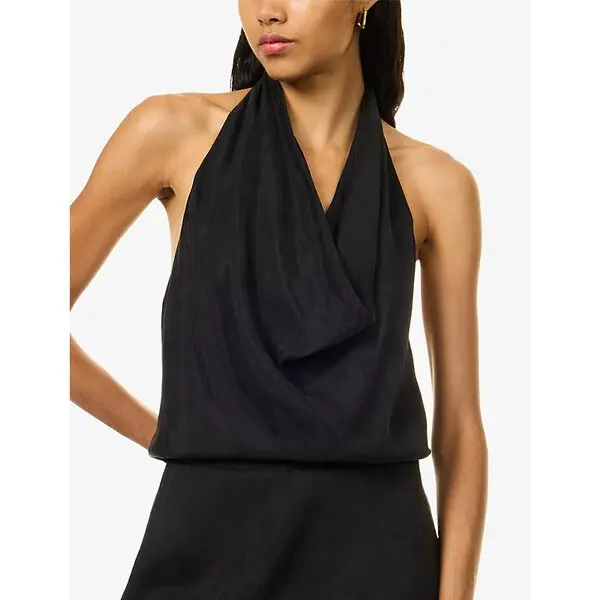 Dissh Adele Cowl-neck Cupro-blend Midi Dress