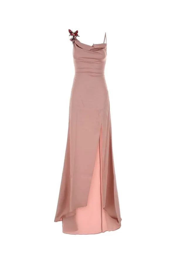 Blumarine Stretch Satin Long Dress - Pink