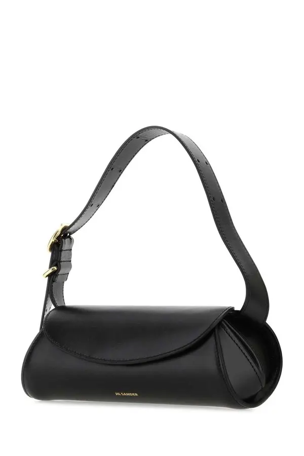 JIL SANDER Leather Small Cannolo Shoulder Bag - Black