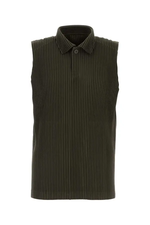 Issey Miyake Khaki Polyester Polo Shirt - Green