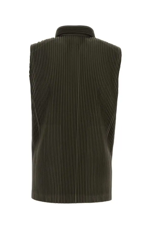 Issey Miyake Khaki Polyester Polo Shirt